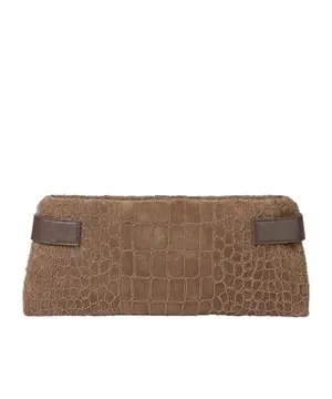 Brunello Cucinelli Essence Embossed Clutch Bag - Brown