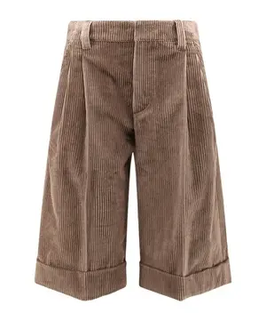 Brunello Cucinelli Monili Detailed Corduroy Shorts - Brown
