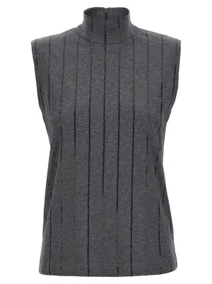 Brunello Cucinelli Sleeveless Mock Neck Top