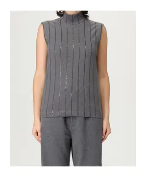 Brunello Cucinelli Sleeveless Mock Neck Top