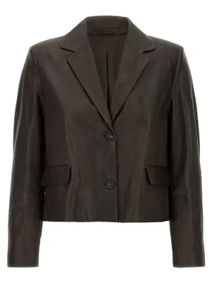 Brunello Cucinelli Single Breasted Leather Blazer