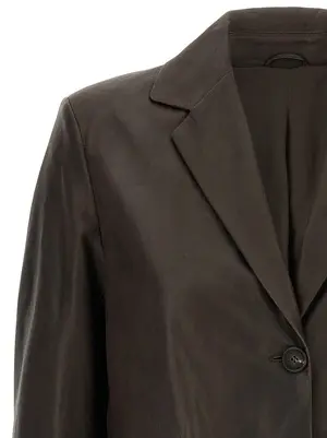 Brunello Cucinelli Single Breasted Leather Blazer