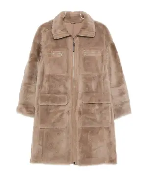 Brunello Cucinelli Full-zip Fur Coat - Nude