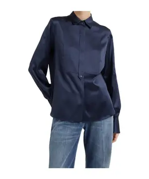 Brunello Cucinelli Stretch-silk Shirt - Blue