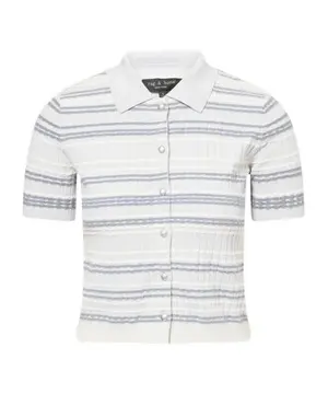Rag & Bone Short Sleeve Knit Polo Shirt With Button Closure