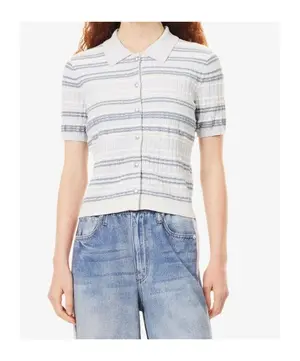 Rag & Bone Short Sleeve Knit Polo Shirt With Button Closure