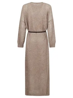 Brunello Cucinelli Embellished Knitted Midi Dress