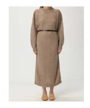Brunello Cucinelli Embellished Knitted Midi Dress