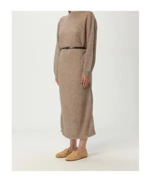 Brunello Cucinelli Embellished Knitted Midi Dress