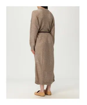 Brunello Cucinelli Embellished Knitted Midi Dress
