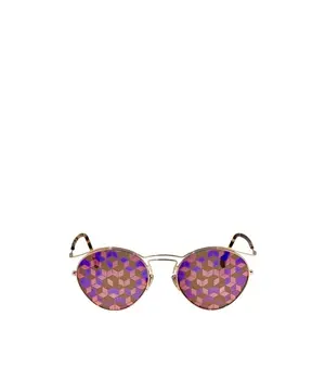 Dior Round Frame Sunglasses With Animal Print Temples - Multicolor