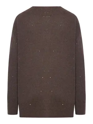 Brunello Cucinelli V-neck Sequin Embellished Knitted Jumper