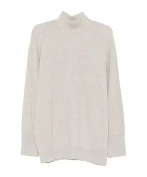 Brunello Cucinelli Roll-neck Cashmere Sweater - White