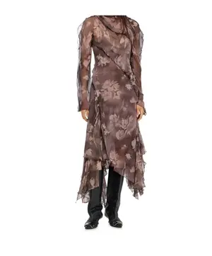 DIESEL® Asymmetrical Chiffon And Silk-crepe Midi Dress