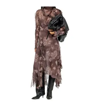 DIESEL® Asymmetrical Chiffon And Silk-crepe Midi Dress