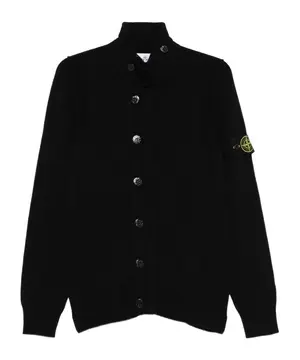 Stone Island Stand-collar Button Cardigan - Black