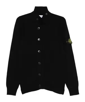 Stone Island Stand-collar Button Cardigan - Black