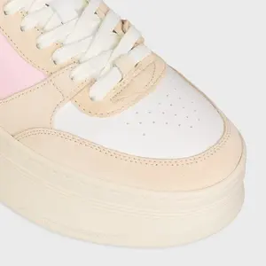 Celine Block Wedge Sneaker In Calfskin And Suede Calfskin