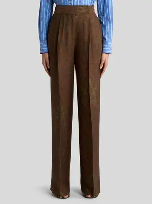 Etro Wool-blend Jacquard Trousers With Paisley Motif