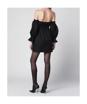 Saint Laurent Off-the-shoulder Mini Dress With Bow Detail