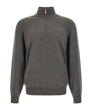 Brunello Cucinelli Half-zip Cashmere Sweater - Grey