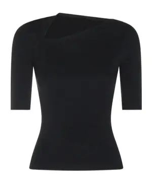 MAISON MARGIELA Asymmetrical Neckline Top - Black