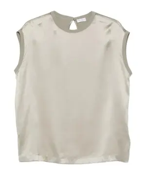 Brunello Cucinelli Monili Satin Top - White