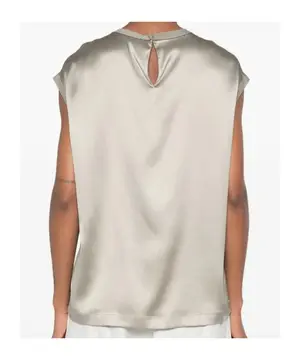 Brunello Cucinelli Monili Satin Top - White