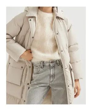 Brunello Cucinelli Zipped Hooded Quilted Coat