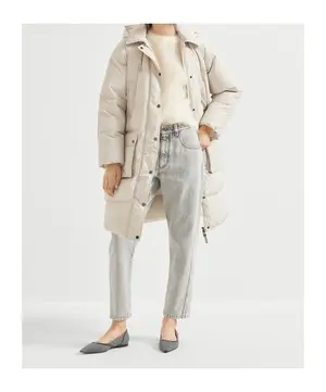 Brunello Cucinelli Zipped Hooded Quilted Coat