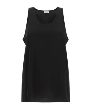Brunello Cucinelli Monile Silk Sleeveless Top - Black