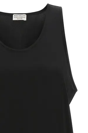 Brunello Cucinelli Sleeveless Silk Top With Asymmetrical Hem
