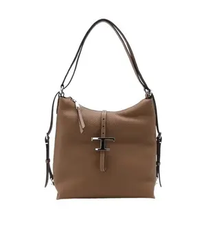 TOD'S Small T Timeless Leather Shoulder Bag - Light Brown