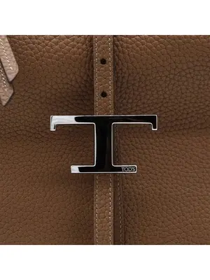 TOD'S Small T Timeless Leather Shoulder Bag - Light Brown