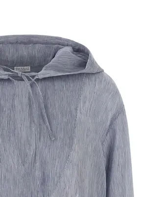 Brunello Cucinelli Micro-striped Hooded Shirt - Gray