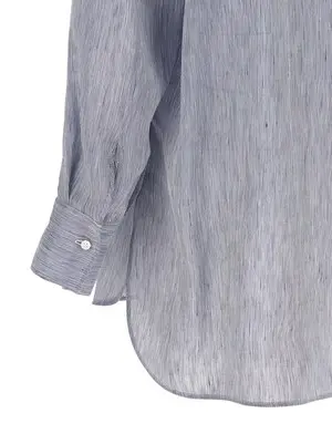 Brunello Cucinelli Micro-striped Hooded Shirt - Gray