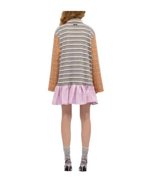 MSGM Striped And Checked Panel Mini Dress