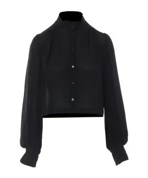 TWINSET Sheer Long Sleeve Top With Ruffled Details - Black