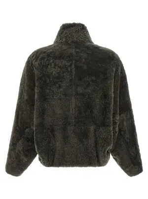 Brunello Cucinelli High-necked Long-sleeved Fur Coat