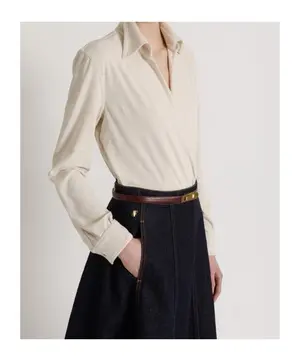 Alberta Ferretti Flared Denim Midi Skirt With Af Logo