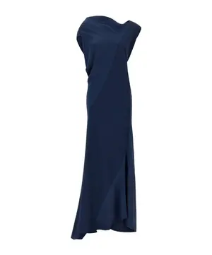 Alberta Ferretti Draped Asymmetrical Dress - Blue