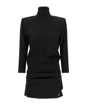 Attico Structured Shoulder Dress - Black