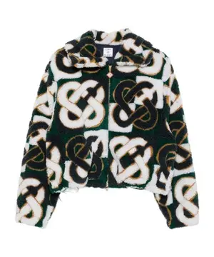 Casablanca Plaid Letter Pattern Fleece Jacket