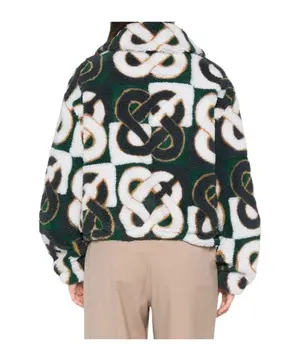 Casablanca Plaid Letter Pattern Fleece Jacket