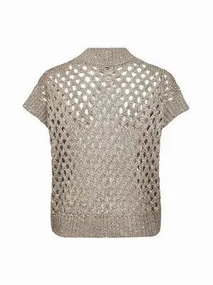 Brunello Cucinelli V-neck Sleeveless Openwork Knit Top