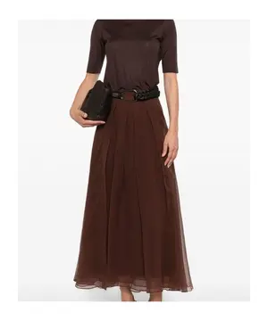 Brunello Cucinelli Pleated Midi Circle Skirt
