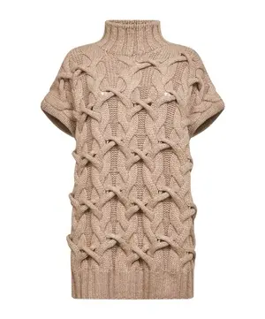Brunello Cucinelli Mock Neck Knitted Sweater With Short Sleeves - No
