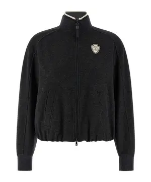 Brunello Cucinelli High Neck Long-sleeved Sweatshirt - Grey