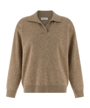 Brunello Cucinelli Double Knit Polo Shirt - Brown