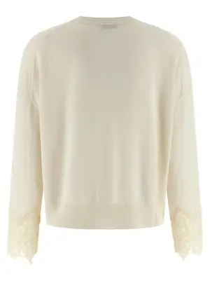 Brunello Cucinelli Lace Detailed Long Sleeved Sweater